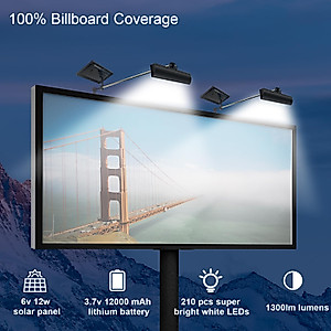 Solar Sign Lights, 210LEDs Super Bright Signboard Light,IP65 Waterproof, 12000 mAh Commercial Sign Light for Real Estate Signs, Business, Advertisement, High Way Sign Lighting…