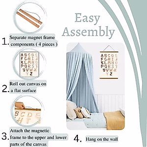 Canvas alphabet poster for toddlers - 16x20 kids abc wall decor on linen canvas with magnetic wood frame | Boho classroom decor or neutral nursery decor