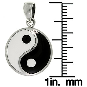 Jewelry Trends Sterling Silver Yin Yang Black and White Balance Symbol Tao Pendant