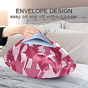 Sharks Camo Pink Pillow Covers Silk Pillowcase for Hair and Skin Soft Smooth Breathable Cooling Satin Pillowcase Standard Size Pillow Case for Bedroom Bed Sleeping (20x30 Inch)