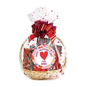 Personalized Valentine's Day Stickers, Custom Happy Valentine's Day Stickers, Valentines Labels, Round Valentines Party Favors, Gift Sticker, VP2304