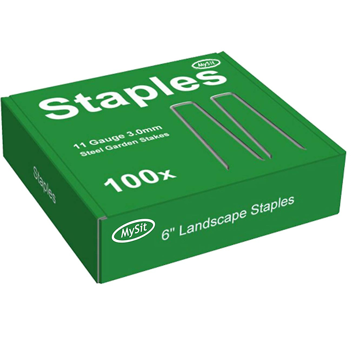 MySit 6" Galvanized Landscape Staples Garden Stakes Pins 100 Pack, Heavy-Duty 11 Gauge Garden Staples Anti-Rust Fence Stakes for Anchoring Weed Barrier Fabric Irrigation Tubing Soaker Hose