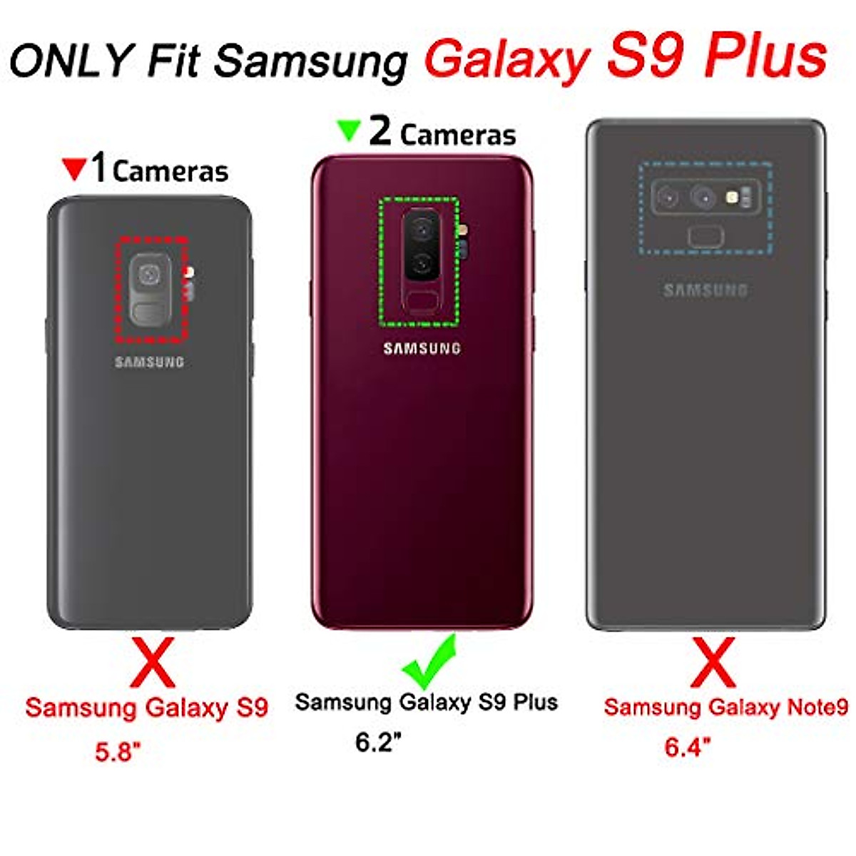 MuZiFei Case for Galaxy S9 Plus, 3-in-1 Ultra-Thin Slim Hard PC Case Cover Anti-Scratches 360 Degree Full Body Protective Cover Compatible with Samsung Galaxy S9+ Plus 6.2“ (Black)