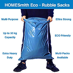 HOMESmith Large Heavy Duty Rubble Blue Sacks Builders and DIY Choice Rubble Bags - Pack of 25