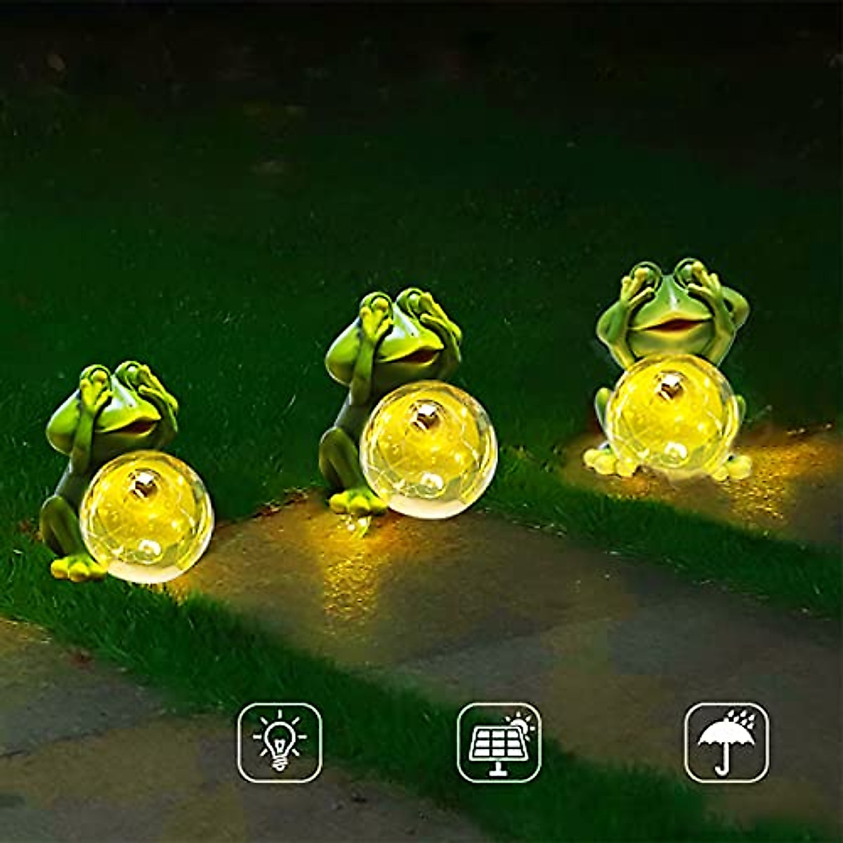 Vcdsoy Garden Frog Decor Figurines, Solar Lights Outdoor Decorative Waterproof Cute Garden Sculptures & Statues for Patio Yard Lawn Clearance Ornaments (1 Pack)