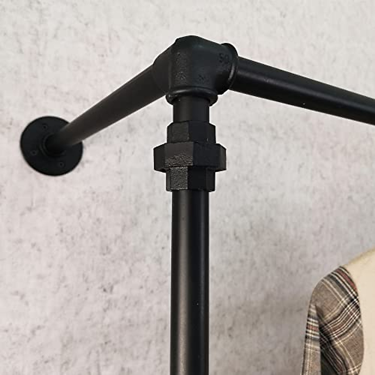 Anynice Industrial Pipe Clothing Rack,Industrial Clothing Rack, Clothing Rods for Hanging Clothes,Clothes Rack,Wall Mounted Garment Rack, Heavy Duty Coat Rack (81.1" W x 14.4" D x83.5 H, ANY-DF33)