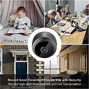 Homesweety Wireless Mini Camera, Nanny Video Security Cam with Night Vision and Motion Detection, Built-in Battery, No WiFi Need, Technology for Phone App Monitor, Pets/Baby(Round), Black AB