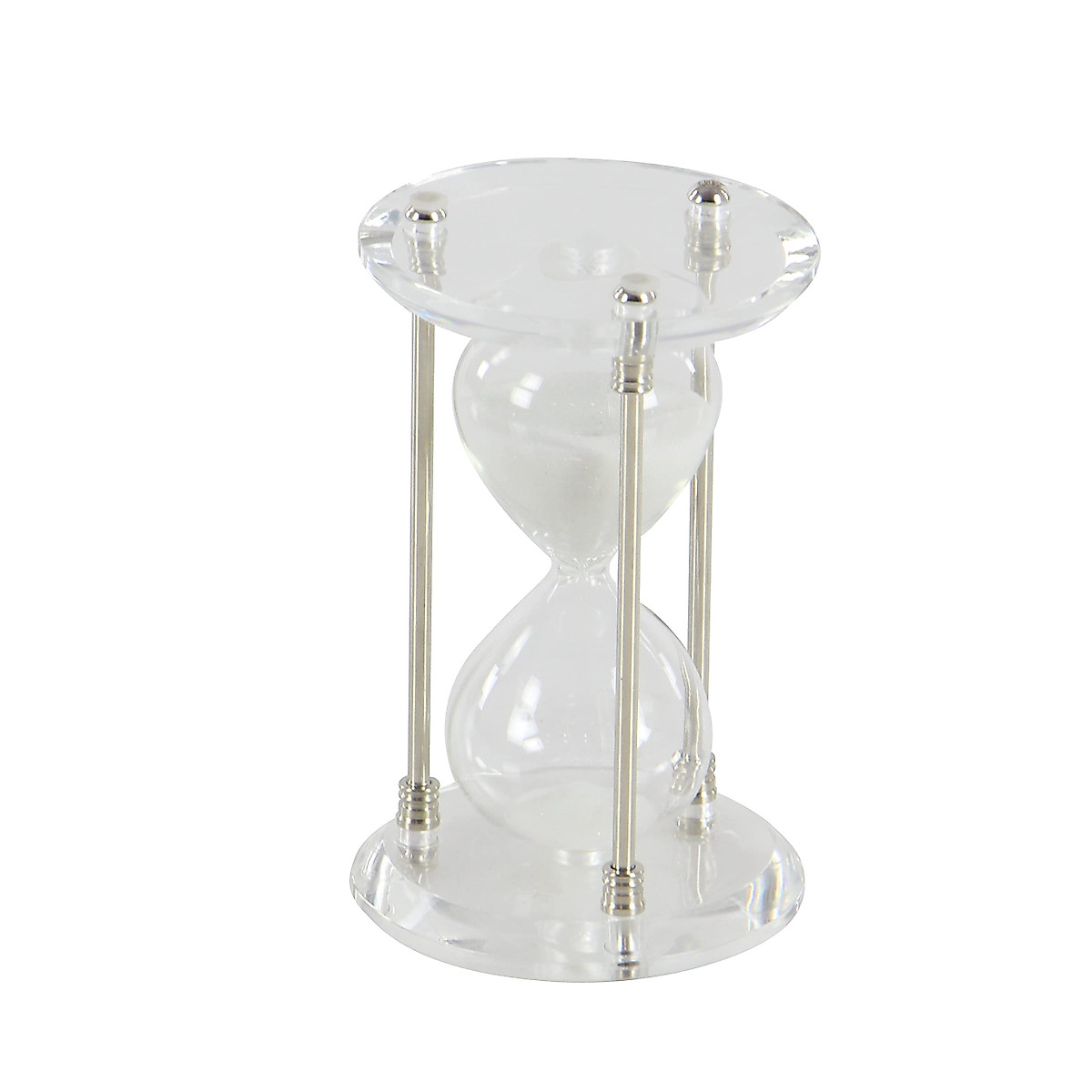 Deco 79 The Novogratz Metal Hourglass Sand Timer with Acrylic Base, 4" x 4" x 6", Silver