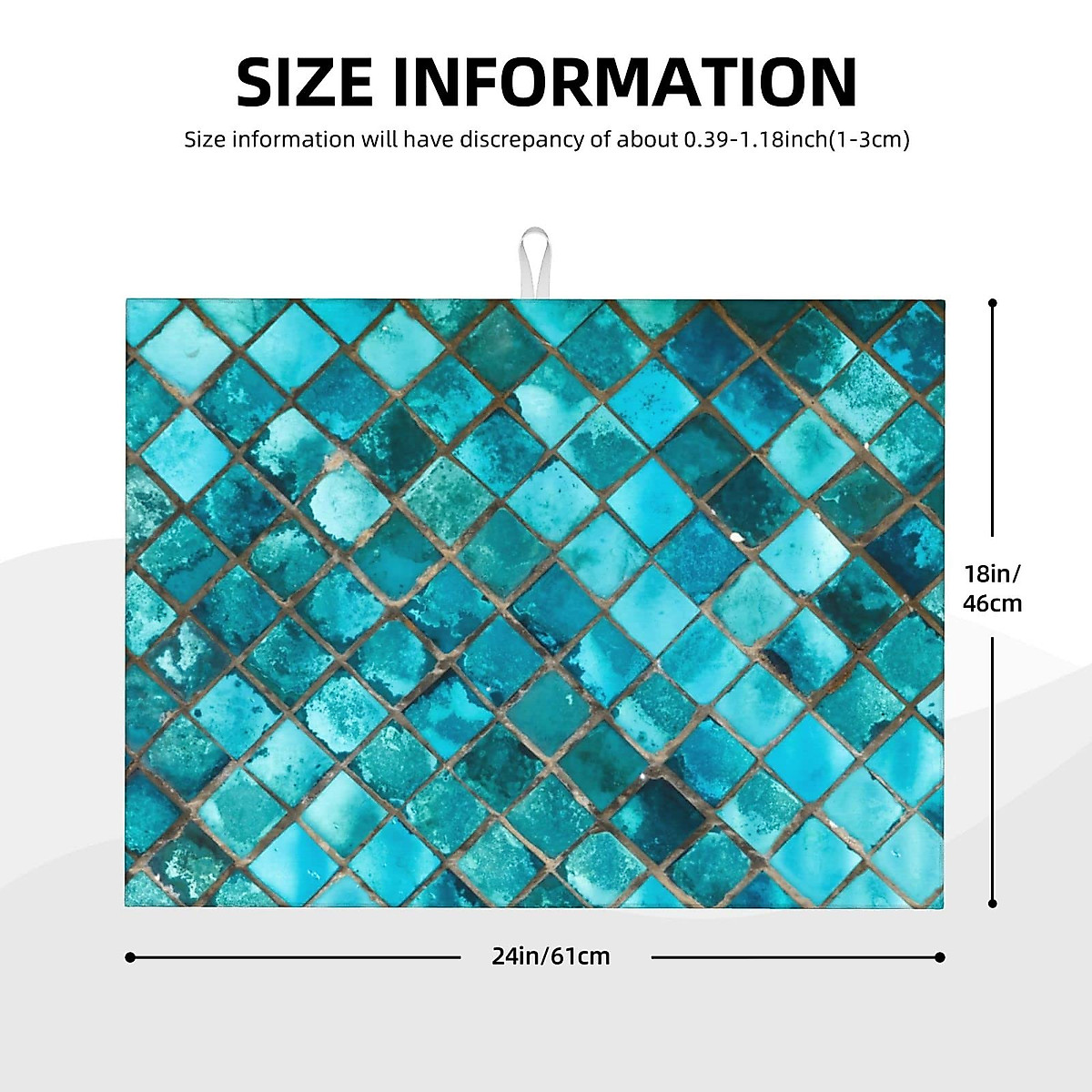 Teery-YY Dish Drying Mat Turquoise Blue Pattern Microfiber Absorbent Reversible Kitchenware Mat for Kitchen Counter Decor - Large 18 x 24 Inch