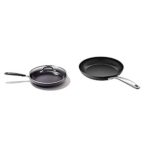 OXO Good Grips Hard Anodized PFOA-Free Nonstick 12" Frying Pan Skillet & Good Grips Pro Hard Anodized PFOA-Free Nonstick 10" Frying Pan Skillet, Dishwasher Safe, Oven Safe, Black