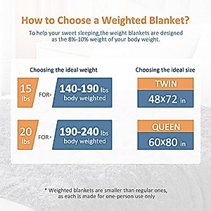 Heavy Weighted Blanket 20lbs Queen Size 60x80 Inches, 20 Pounds Faux Fur Sherpa Shag Weighted Blankets, Soft Cozy Fluffy Shaggy Warm Luxurious Hug Blanket Throw for Fast Deep Sleep, Grey