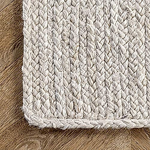 nuLOOM Rigo Hand Woven Farmhouse Jute Area Rug, 8x10, Off White