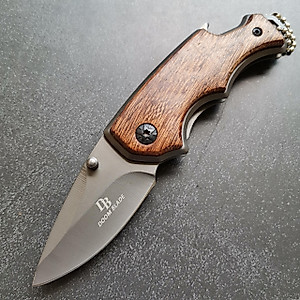 DOOM BLADE Folding Pocket Knife with Wood Handle,7Cr13Mov Hard Steel Blade,Hunting EDC Knife Multi-tool Survival Knife with Keychain and Bottle Opener,Lightweigt,for Outdoor Camping (Type-2)
