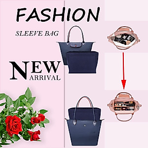 D.DUO Purse Organizer, Multi-Pocket Felt Handbag Organizer, Folding Tote Bag organizer insert for Insert Wallet Organizer for Longchamp (Beige, Large)