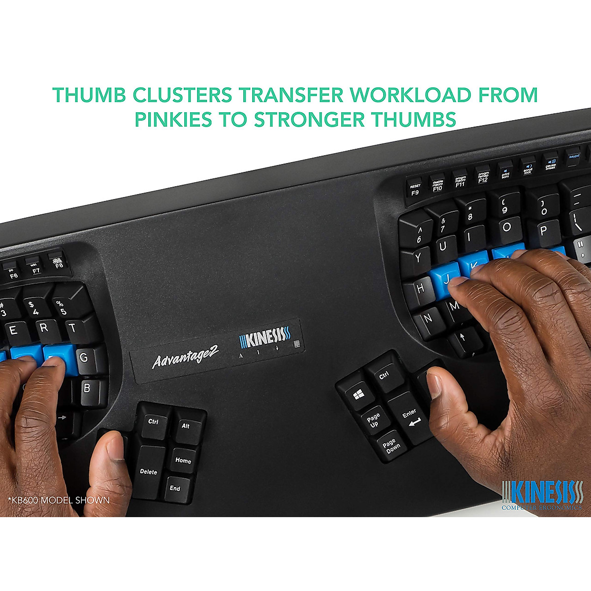 Kinesis Advantage2 Ergonomic Keyboard (KB600), Black top case, Cherry MX Brown Switches, QWERTY keycaps