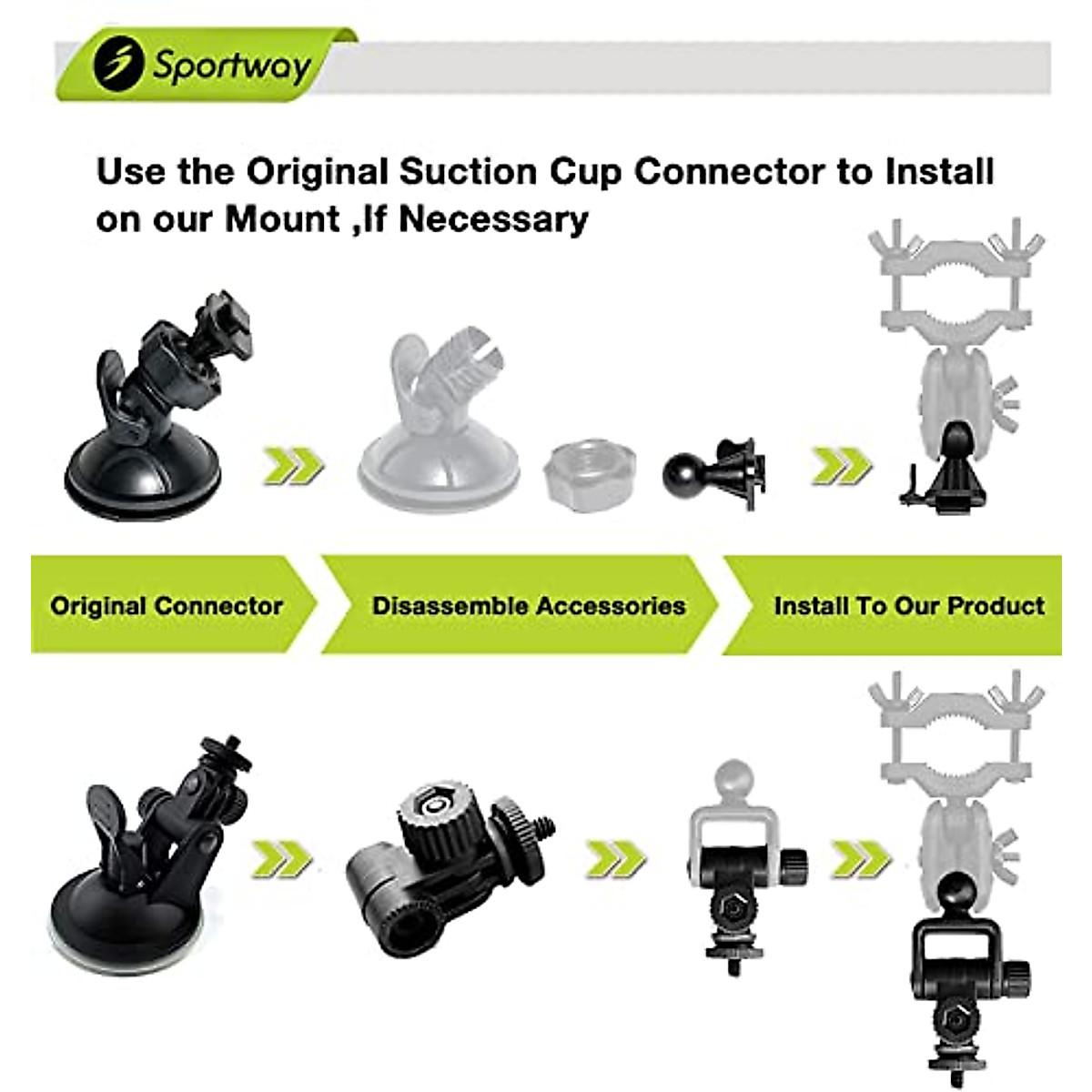 Sportway Dash Cam Mount, S70 Mirror Dash Camera Mount Holder with 6pcs Joints for Rove APEMAN CHORTAU Roav Nexar iiwey YI Z-Edge Old Shark KDLINKS Crosstour Falcon Zero... Most Car Dash Cameras