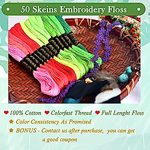 Embroidery Floss Rainbow Color 50 Skeins Per Pack Cross Stitch Threads Friendship Bracelets Floss Crafts Floss