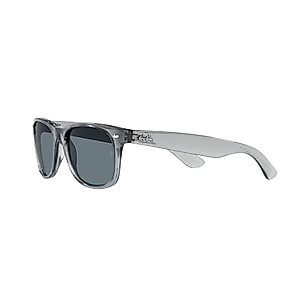 Ray-Ban RB2132 New Wayfarer Square Sunglasses, Transparent Grey/Dark Blue Polarized, 58 mm