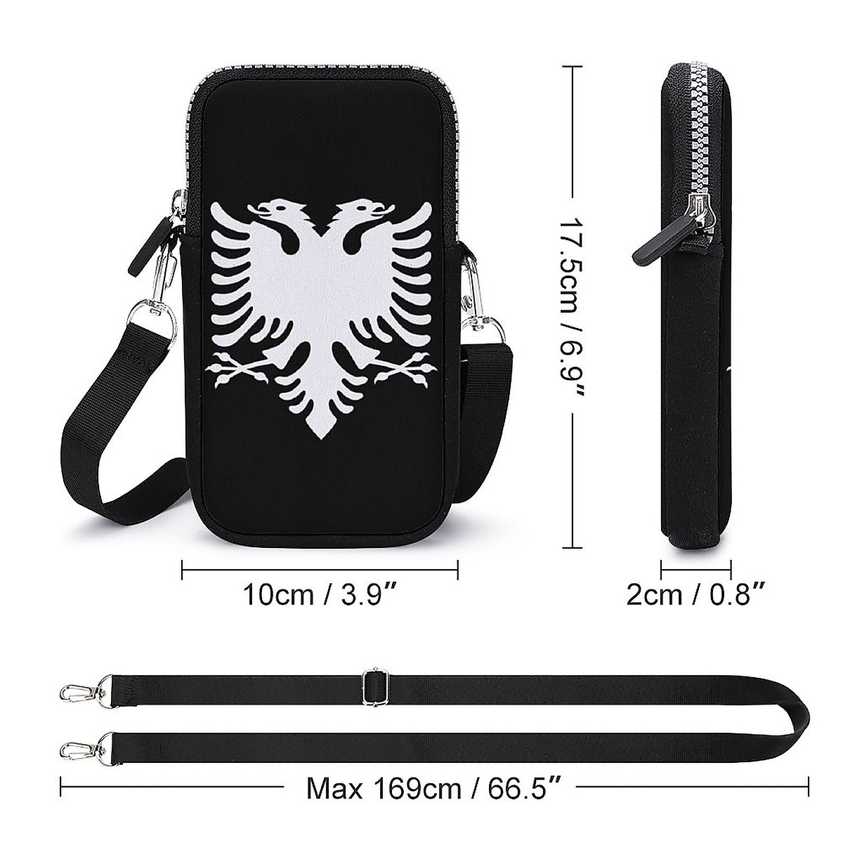 FunnyStar Albanian Eagle Crossbody Cell Phone Purse Shoulder Bag Handbag Card Holder Wallet For Women Girls Men