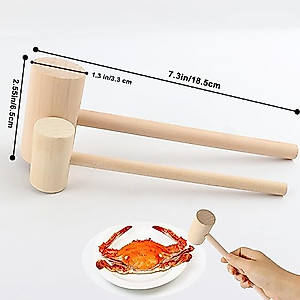 Large Wooden Hammer 7.3in Seafood Hammers for Cracking Crab Lobster Shellfish, Wooden Mallet for Chocolate Breakable Heart Smash, Crafts(6 Pack)