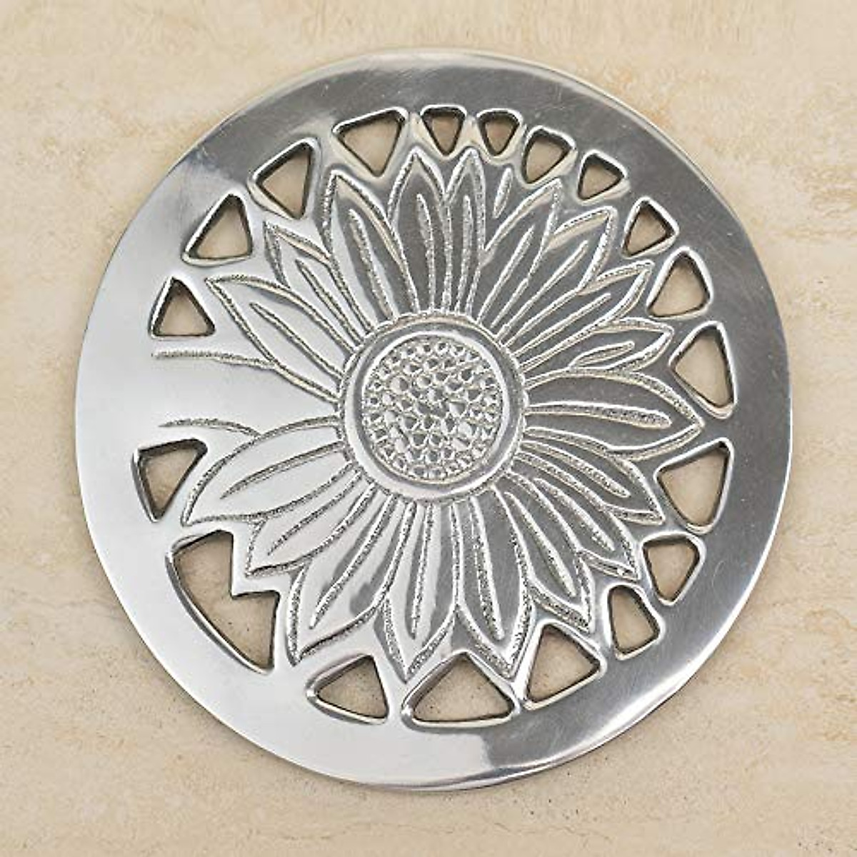 Sunflower Trivet for Hot Pots and Pans, Round Metal Trivet 7.5" Diameter