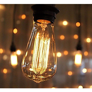 HESSION 6-Pack Vintage Edison Bulbs, ST64 40W E26 Base Amber Glass Warm White Filament Antique Decorative Dimmable Light Bulbs Used for Classical Pendant or Chandelier Lights