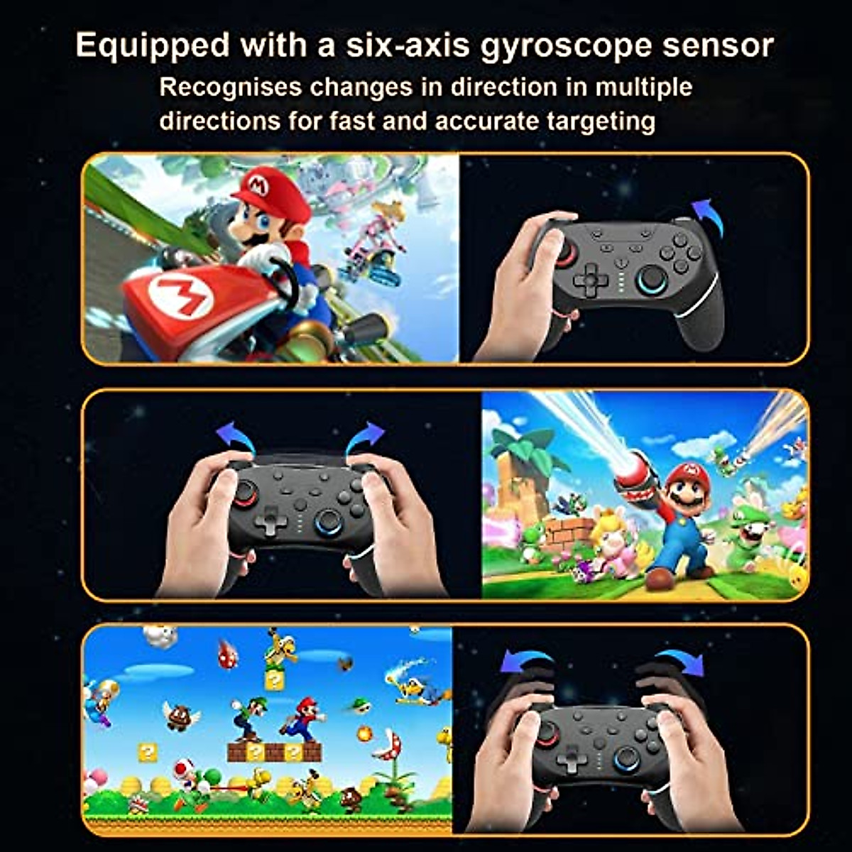 PSKONTORORA Switch Controller for Nin-tendo Switch/Switch Lite/Switch Oled, Switch Pro Controller with Programming Back Buttons Turbo Motion Vibration Screenshot【Upgraded】