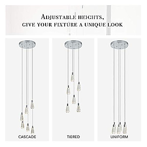 Globe Electric 69989 Harland 30W LED Integrated 6-Light Chandelier, Chrome, Clear Glass Shades, Dimmable, 1500 Lumens, 3000 Kelvin (Warm White), 80 CRI