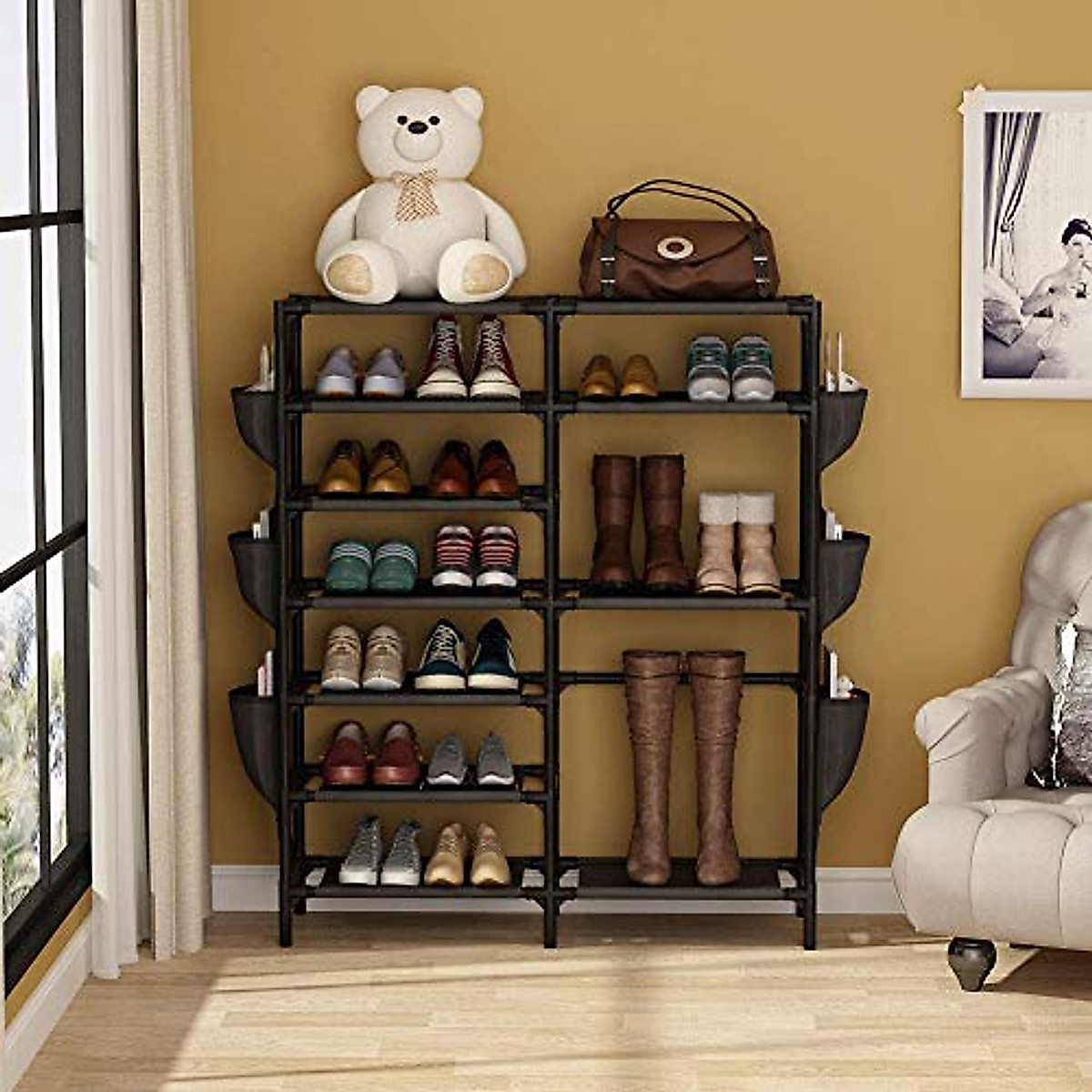 Tribesigns 7 Tiers Shoe Rack 24-30 Pairs Shoe Storage Organizer Non-woven Shoe Shelf Boots Organizer