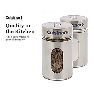 Cuisinart Salt and Pepper Shakers Set, 2.8 ounces - Easy to Fill Glass Salt and Pepper Shakers with Viewing Window - Great for Storing Salt and Pepper, Spices and Seasonings - Black