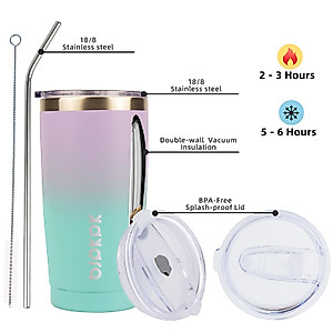 BJPKPK Insulated Stainless Steel Tumbler, Coffee Tumbler with Lid and Straw, Double Wall Vacuum Travel Mug, Powder Coated Leak-Proof Tumbler Cup,Oasis