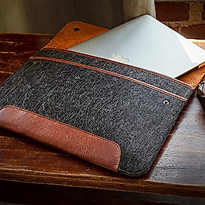 MegaGear Genuine Leather and Fleece MacBook Bag Laptop Sleeve for MacBook Pro and MacBook Air Case - 16 Inch - 15 Inch - 15.5 Inch (M4, M3, M2, M2, M1, Pro & Max) 2020 to 2024 Models