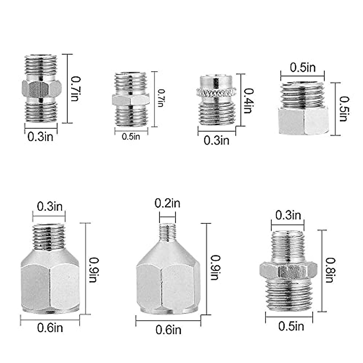 HUBEST 7 pcs of airbrush adaptor set airbrush fitting airbrush connector kit Airbrush Threaded Plug for Connecting Airbrush and air Compressor with Transparent plaxtic Box