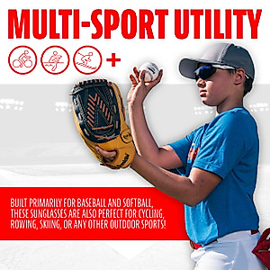 Franklin Sports Oval MLB WHT DLX FLIP-UP Sunglasses, White, 147mm