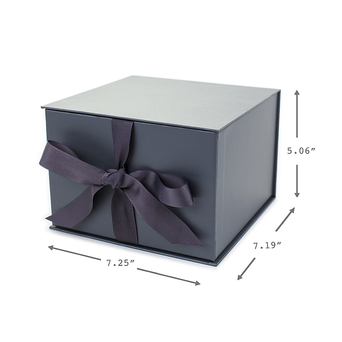 Hallmark 7" Gift Box with Lid and Paper Fill (Solid Gray) for Christmas, Weddings, Graduations, Father's Day, Anniversaries, Valentines Day, Grooms Gifts and More
