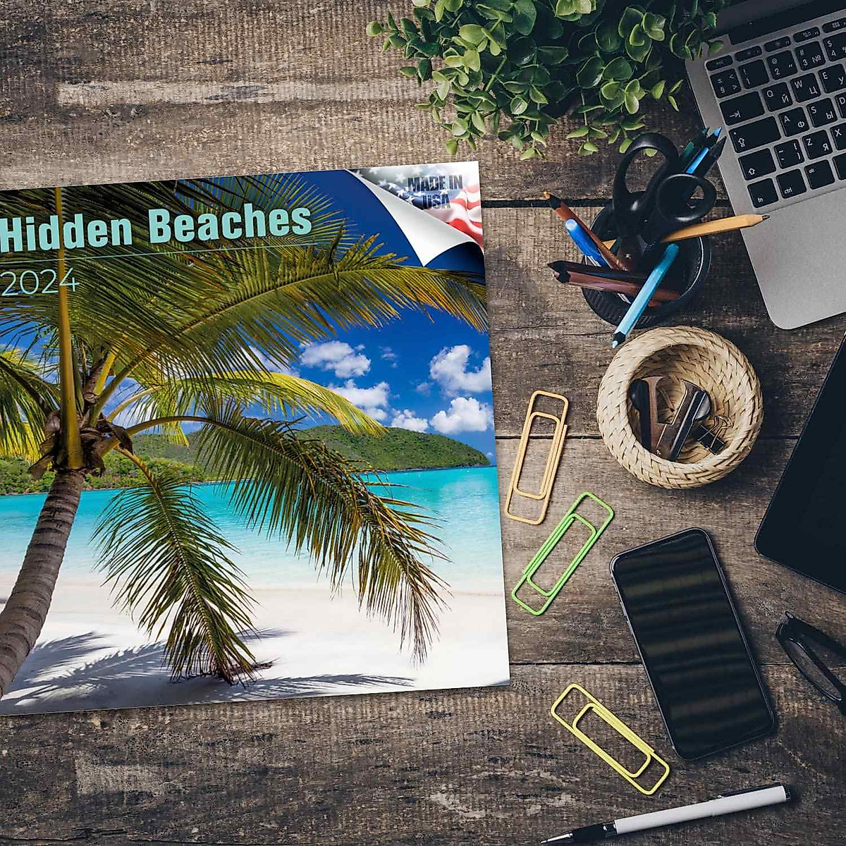 2022 2023 Tropical Beaches Calendar - Islands Monthly Wall Calendar - 12 x 24 Open - Thick No-Bleed Paper - Giftable - Academic Teacher's Planner Calendar Organizing & Planning - Made in USA