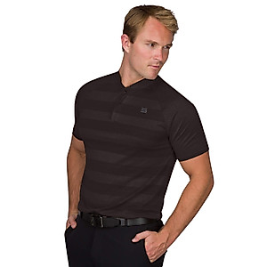 Three Sixty Six Men's Collarless Golf Polo - Lightweight, Moisture Wicking & Stretch Fabric Black