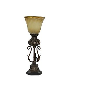 Deco 79 Metal Room Uplight Antique Style Decorative Lamp with Scrolls, Table Lamp 7" x 7" x 20", Brown