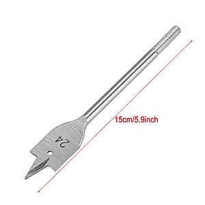 15-Piece Spade Drill Bit Set, 6‑25mm Paddle Flat Bits for Hole Cutter Woodworking, 1/4'' Hex Quick Change Shank Carbon Steel Woodworking Drilling Tools with 6'' Drill Bit Extension