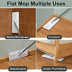 JOYMOOP Mop and Bucket with Wringer Set, Flat Squeeze Mop Flat Head Mop,Dust Mops for Wall Cleaner with Long Handle,Wet and Dry Use Microfiber Mops for Household Cleaning, for Hardwood, Laminate, Tile