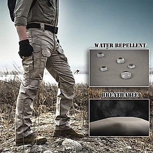CARWORNIC Gear Men's Tactical Cargo Pants Waterpoof Lightweight Rip Stop EDC Military Combat Trousers Dark Grey
