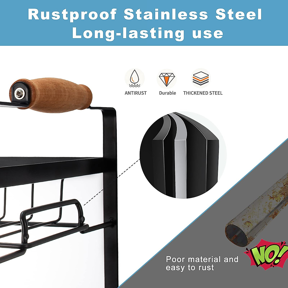 huspossesser Dish Drying Rack with Drainboard, 2 Tier Small Dish Rack, Dish Racks for Kitchen Counter, Stainless Steel Dish Drainer with Utensil Holder, Cup Rack and Cutlery Holder, Black