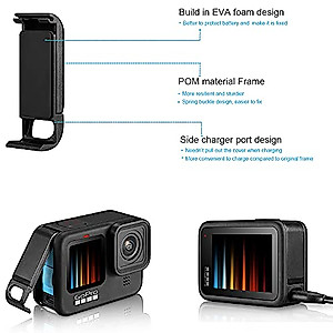 Husiway Accessories Kit for Gopro Hero 11 10 and 9 Black Battery Cover Door Waterproof Housing Silicone Case Glass Screen Protector Bundle for Go pro Hero11 Hero10 Hero9-63E