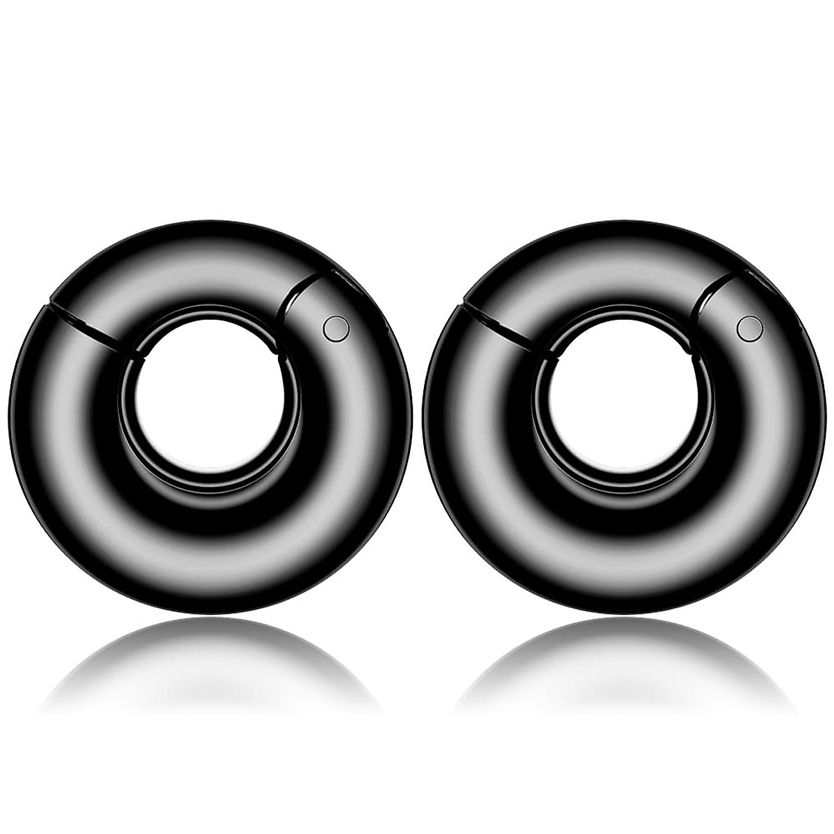 LADEMAYH 0 gauge earrings Ear Weights for Stretched Ears, Size 0 Gauges Hoop Earrings Dangle Gauges for Ears, Black Surgical Steel Ear Hangers Weighted Gauges Body Jewelry