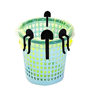 LiXiongBao 6 Pack Garbage Bin Clip, Home and Kitchen Garbage Basket Waste Trash Can Trash Bag Clip Fixed Waste Bin Bag Holder Rubbish Clip (Black)