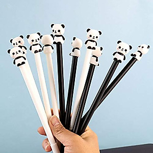 12pcs 0.5mm Cute Kawaii Animal Panda Pens Black Ink Gel Pens Fine Point Roller Pens (White)
