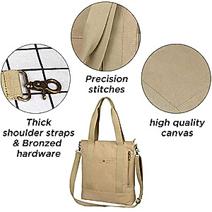Work Tote Bags for Women Canvas Handbag Tote Purse with Zipper Lightweight Shoulder Bag for Office, Travel, School