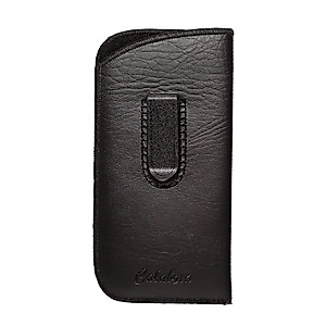 Calabria Soft Slip-In Glasses Case Vertical Pocket Clip Black Men Women Faux Leather Felt Eyeglasses Pouch Sunglasses Holder