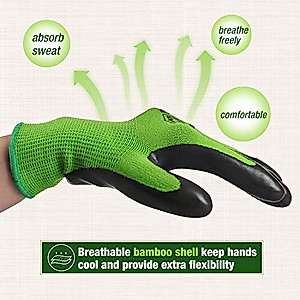 WORKPRO 2 Pairs Garden Gloves, Working Gloves with Eco Latex Palm Coated, Works Gloves with Touchscreen for Weeding, Digging, Raking and Pruning(L)