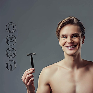 Krisp Beauty Stainless Steel Long Handle Black Safety Razor for Men - Double Edge Razor - Fits All Double Edge Razor Blades - Comes With 5 Shaving Blades